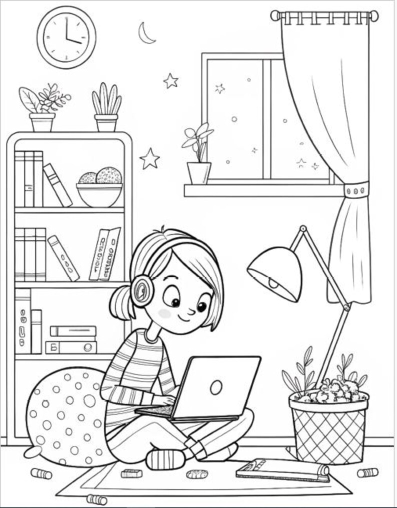 Girl's World Coloring Book: Activity & Comfy Designs (PDF Download - Etsy
