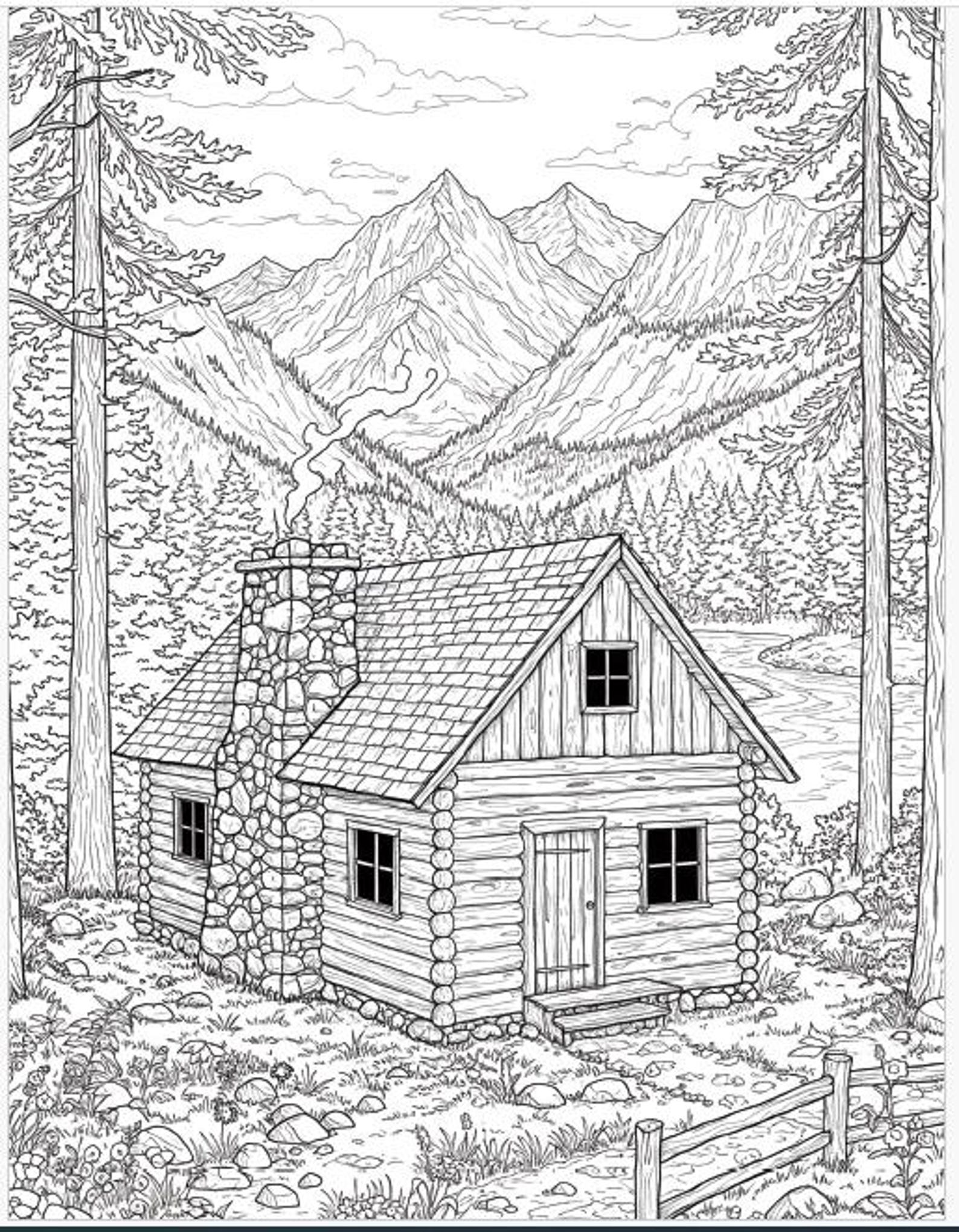 The Cabin in the Woodland: A Mental Retreat Coloring Book for Adults - Etsy