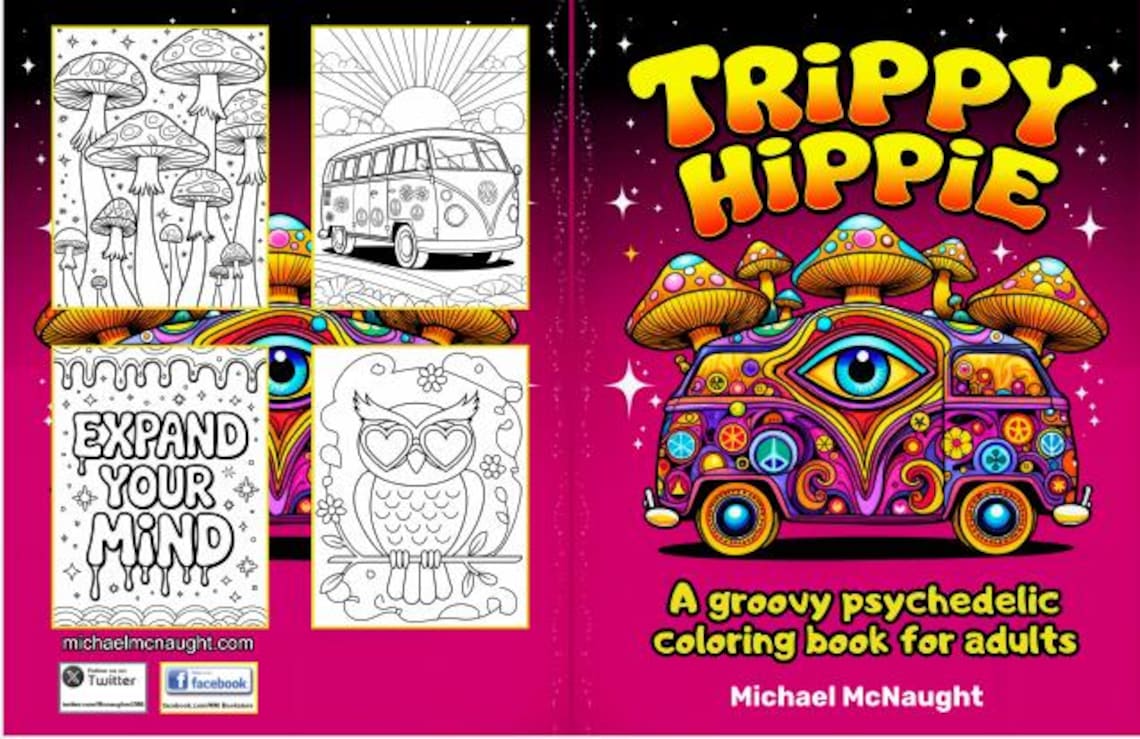 Trippy Hippie: A Groovy Psychedelic Coloring Book for Adults - Etsy