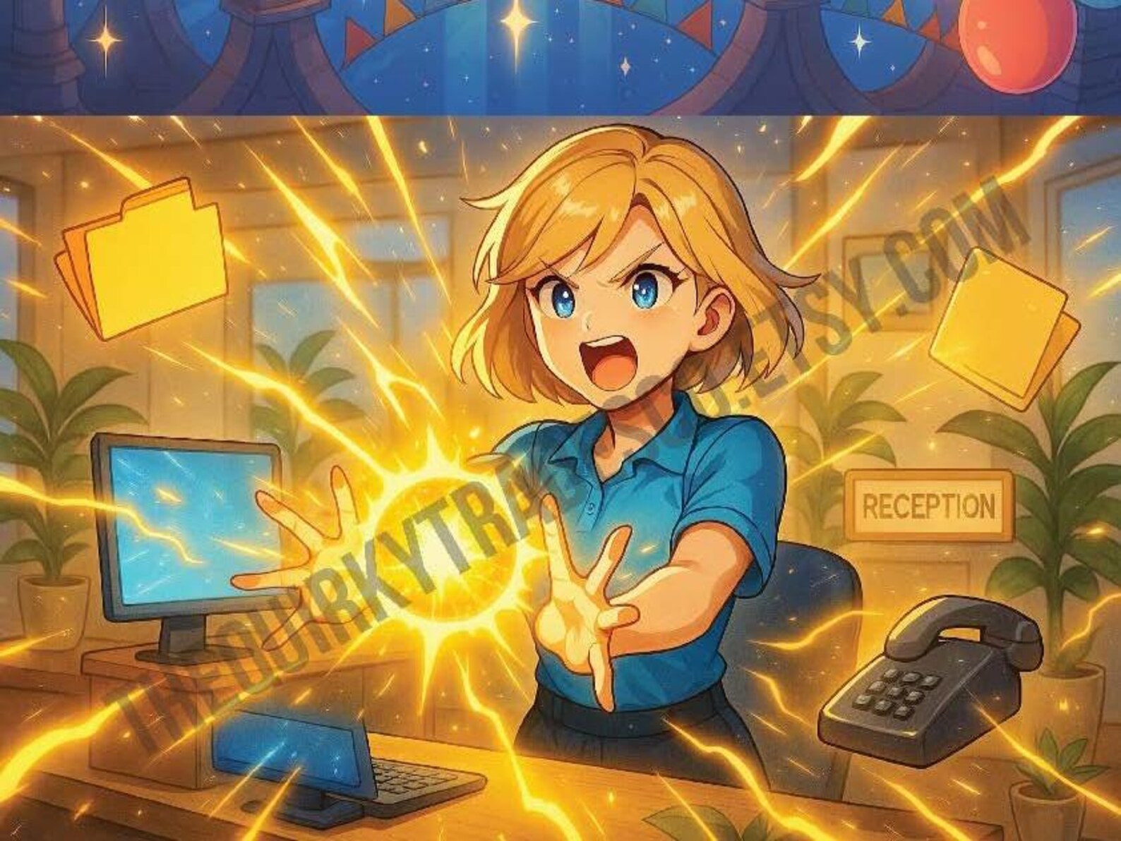 Anime Birthday Card | Female Receptionist | Printable PDF - Etsy