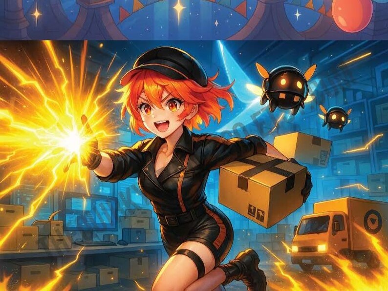 Anime Birthday Card | Female Delivery Driver | Printable PDF - Etsy