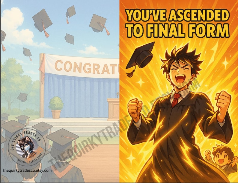 Male Anime Graduation Card | Ascended | Printable PDF - Etsy