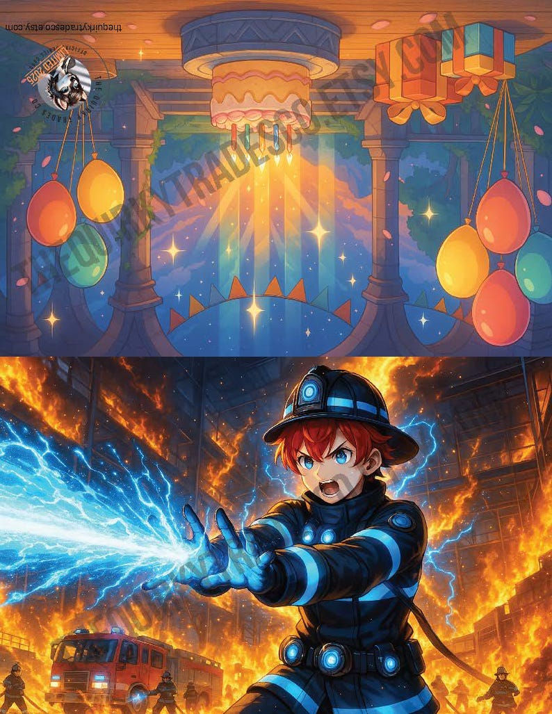 Anime Birthday Card | Male Firefighter | Printable PDF - Etsy