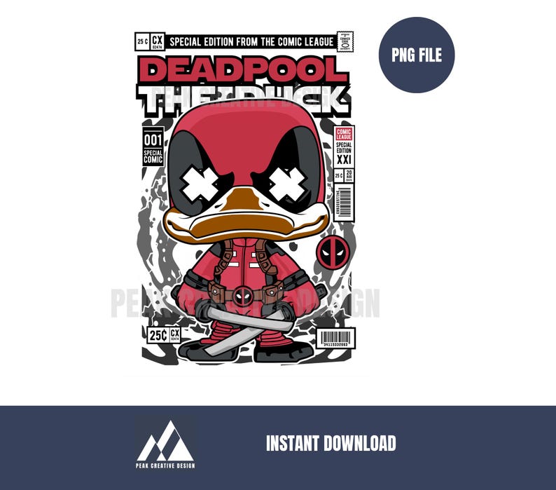 Funny Duck Superhero PNG | Deadpool Mashup Clipart for DIY Shirts, Mugs ...