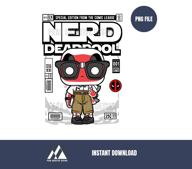Nerd Deadpool PNG | Funny Superhero Clipart for T-shirts, Mugs, and ...
