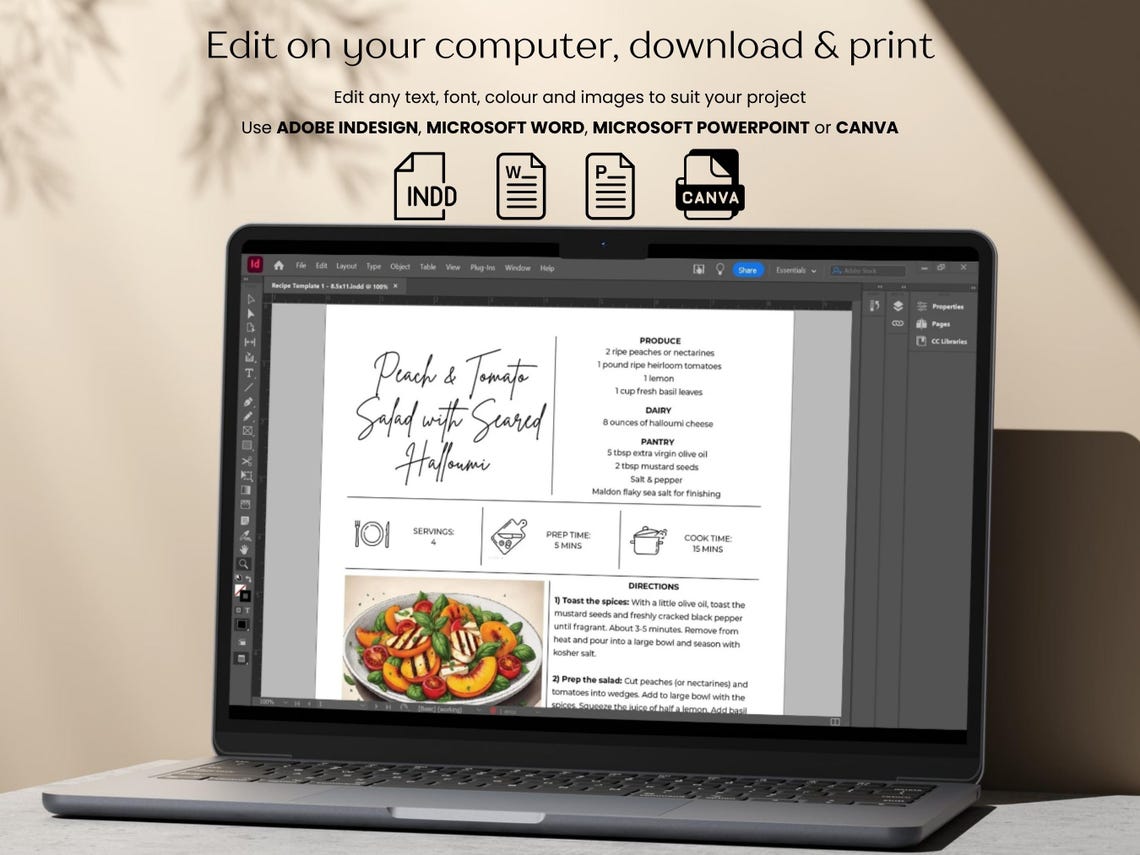 Editable Recipe Template for Recipe Card Recipe Template for Editing ...