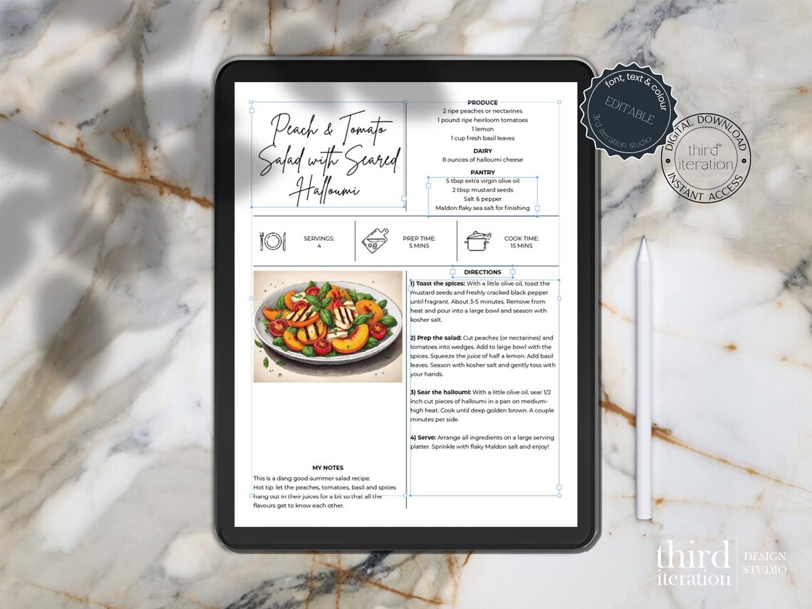 Editable Recipe Template for Recipe Card Recipe Template for Editing ...