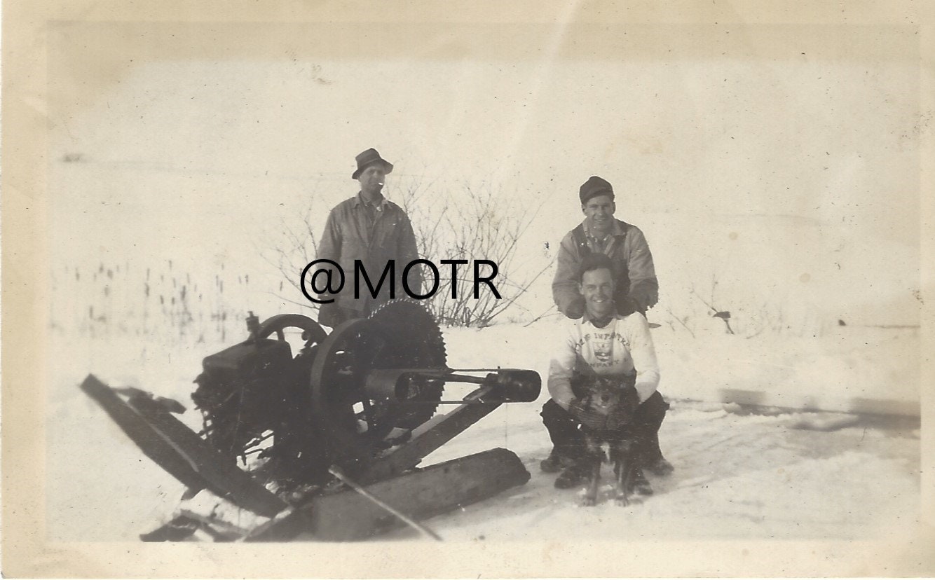 1930's Men on Lake with Old Ice Cutting Machine Original | Etsy