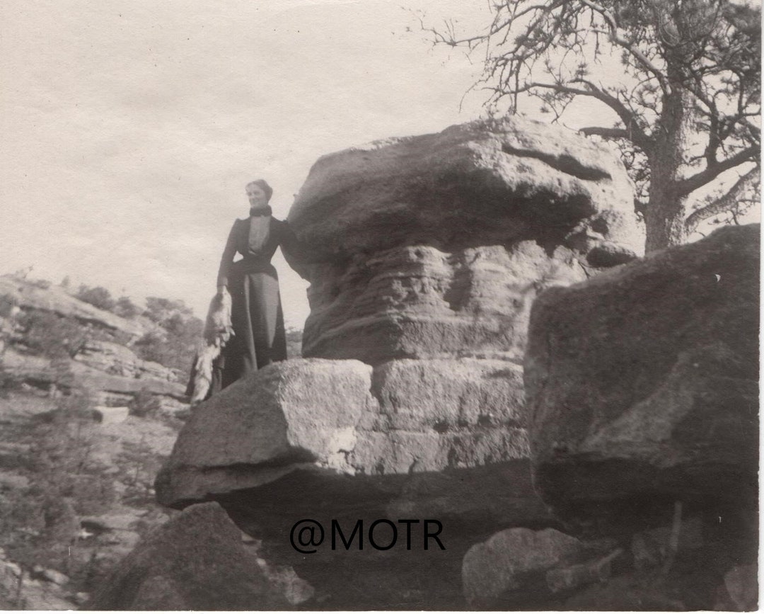 Found Photo Lady on the Rock Original Vintage Snapshot - Etsy