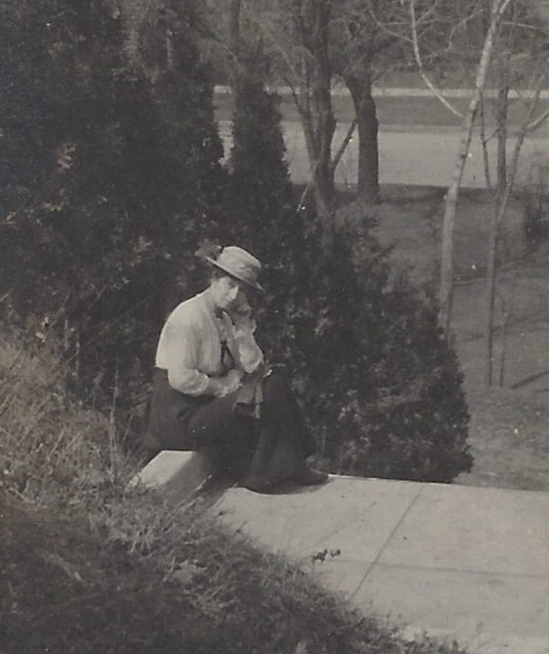 Found Photo Pretty Lady on the Steps Original Vernacular | Etsy