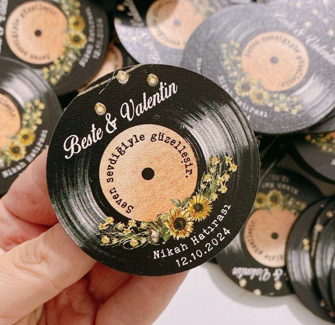 Mini Record Magnets, Wood Magnet, Wedding Record Magnets - Etsy