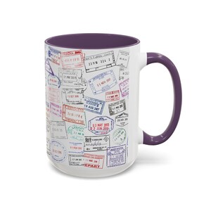 Passport Stamp Coffee Mug: Vintage Travel Theme, Gift for Globetrotters ...