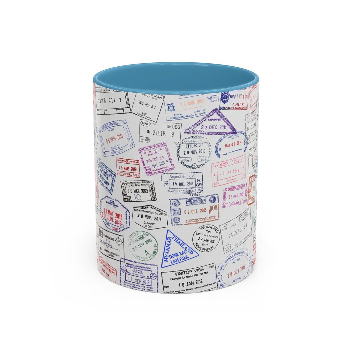 Passport Stamp Coffee Mug: Vintage Travel Theme, Gift for Globetrotters ...