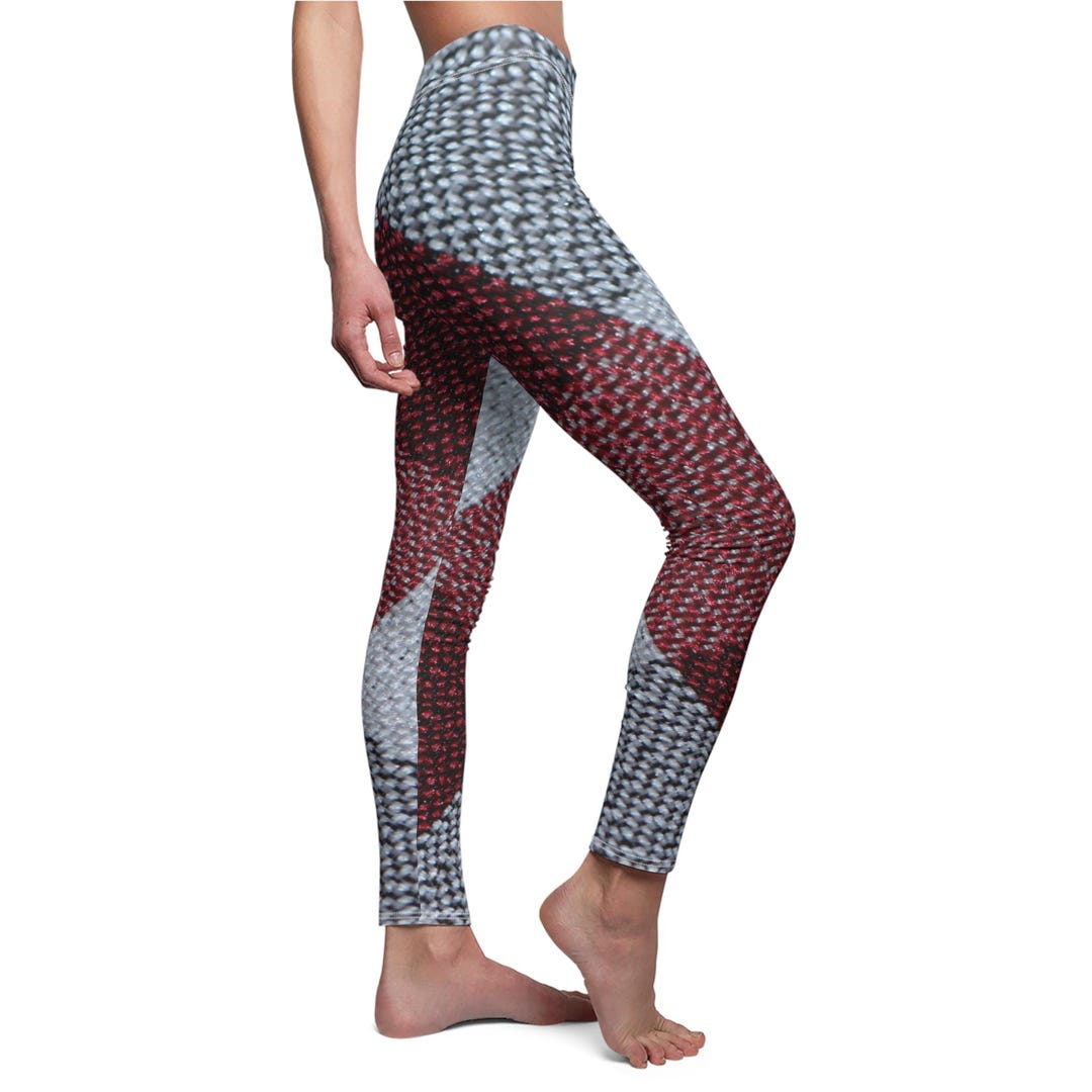Bold Red and White Scale Pattern Leggings Unique Yoga Pants, Statement ...