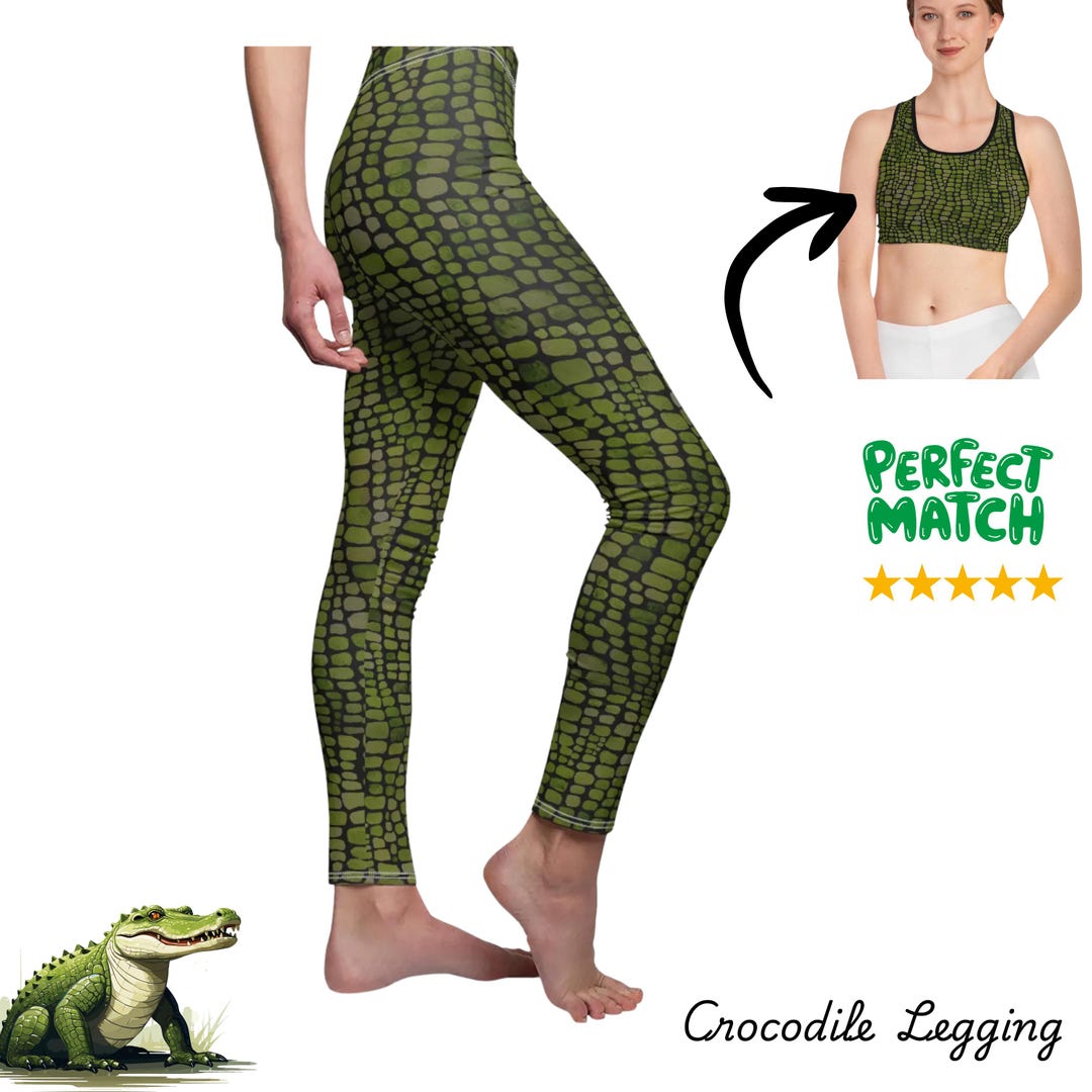 Crocodile Scale Leggings: Abstract Watercolor Reptile Print Yoga Pants ...