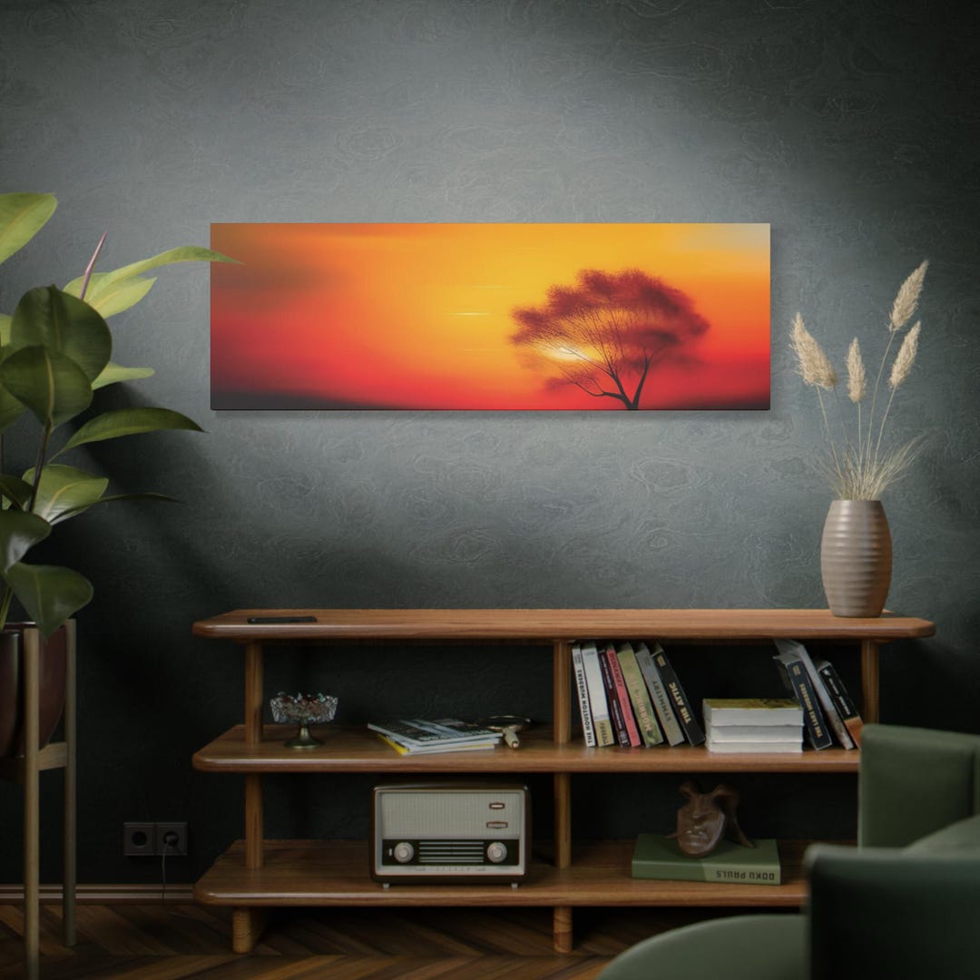 Vibrant Sunset Tree Art Print Stunning Orange, Red, and Blue Landscape ...