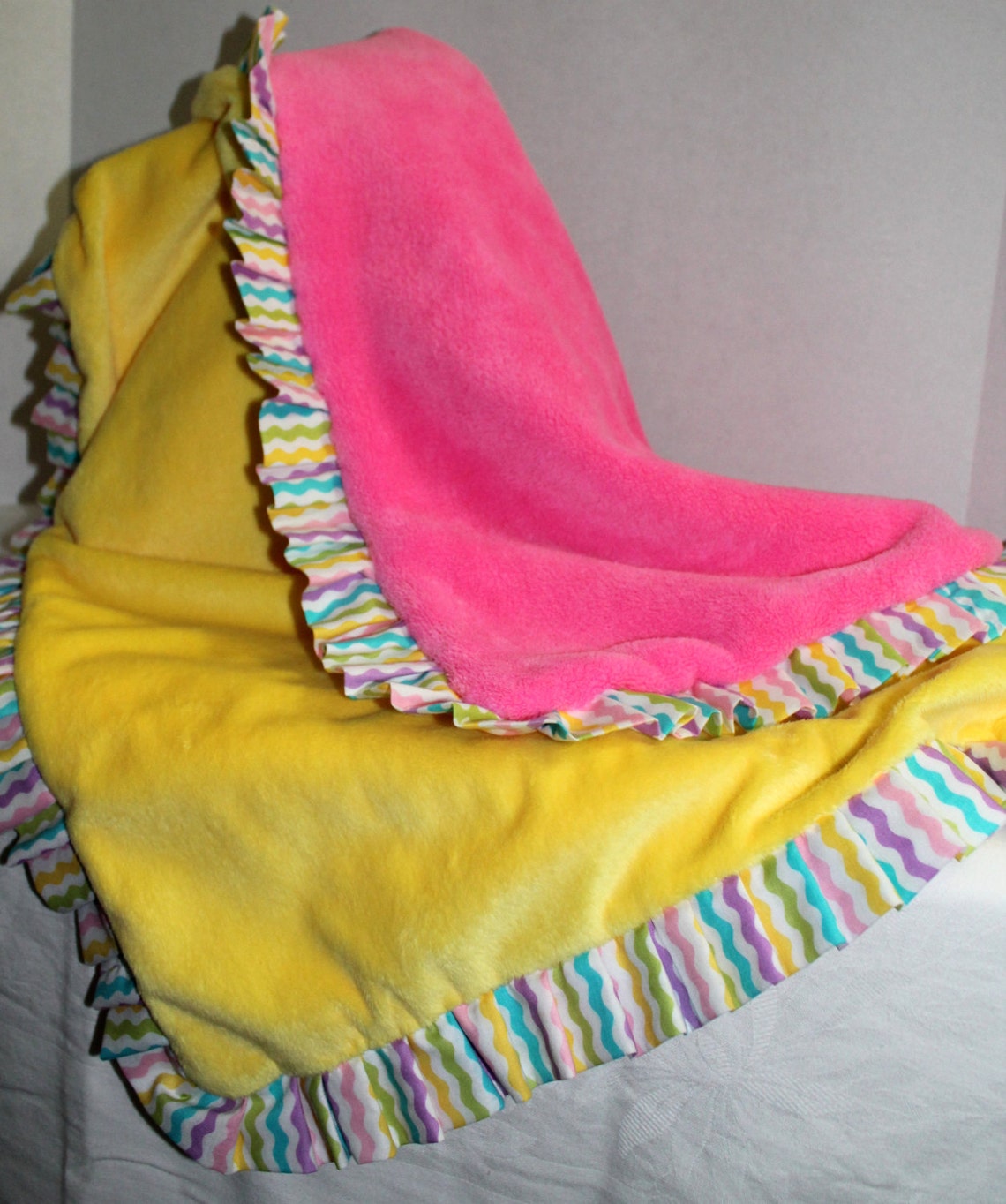 Pink and Yellow Double Sided Minky Blanket Photo Prop Free Shipping - Etsy