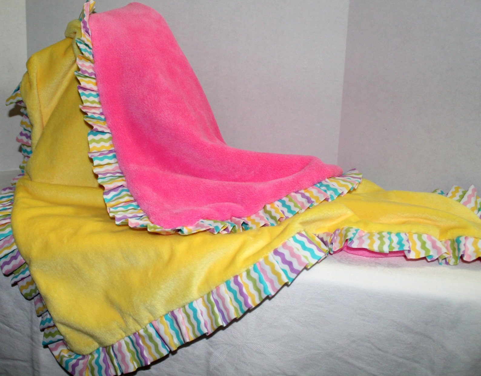 Pink and Yellow Double Sided Minky Blanket Photo Prop Free Shipping - Etsy