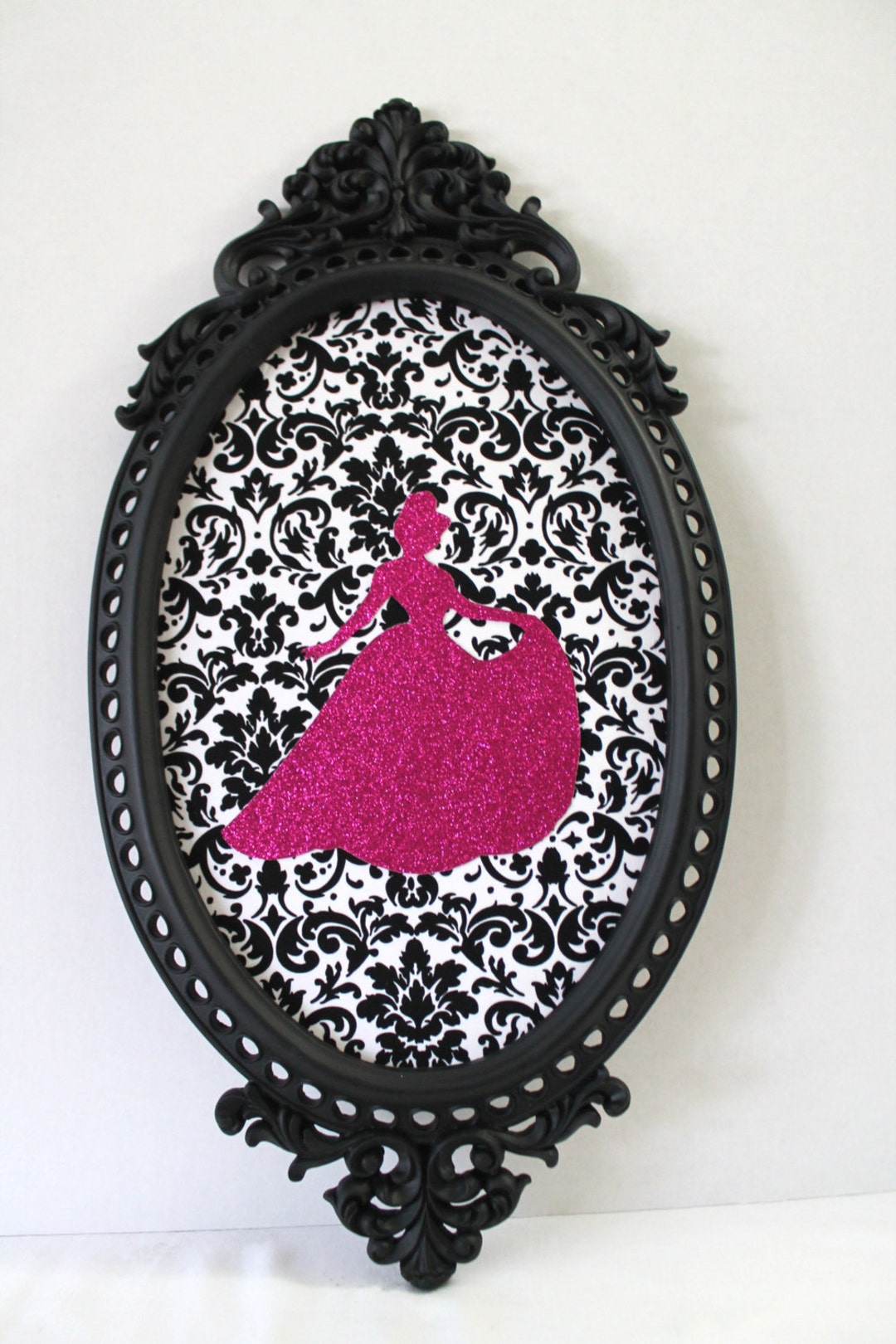 Pretty Princess Cameo Portrait Black White Hot Pink Princess in a Frame ...