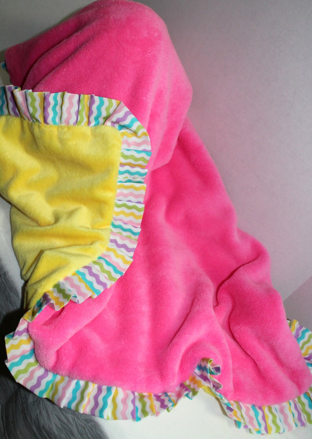 Pink and Yellow Double Sided Minky Blanket Photo Prop Free Shipping - Etsy