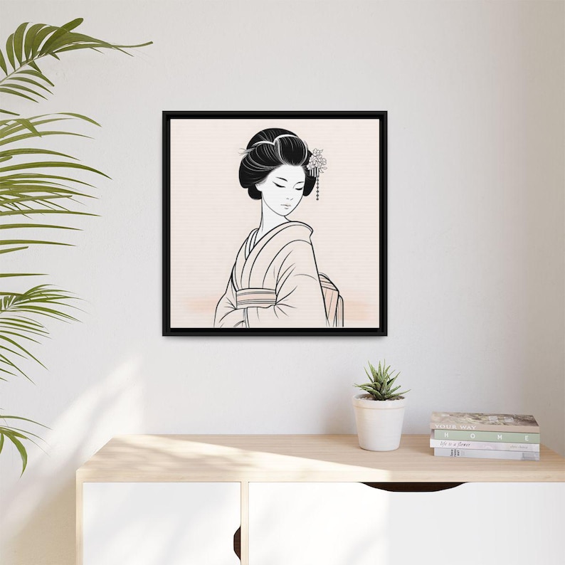Japanese Geisha Line Art Print | Elegant Geisha Portrait | Beautiful ...