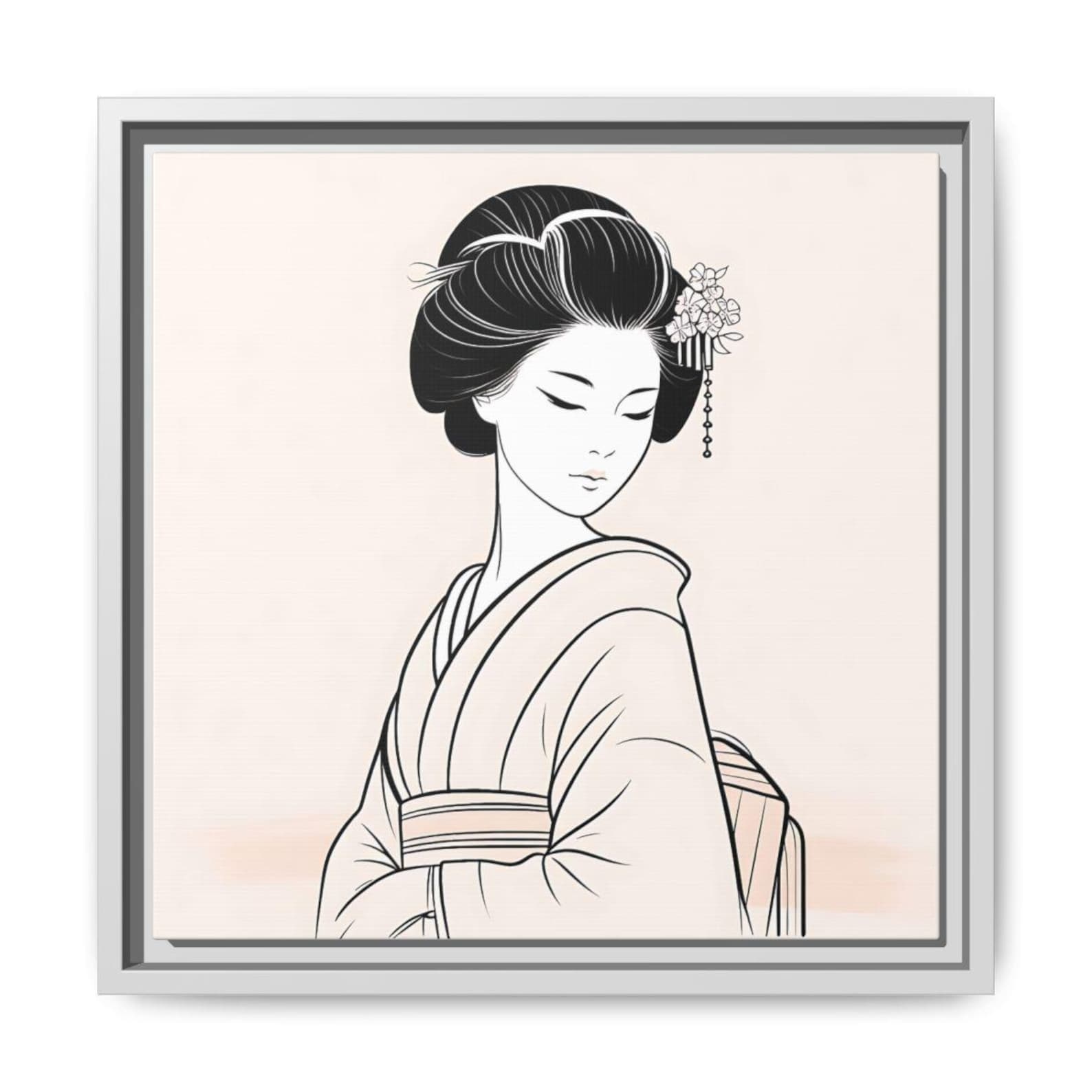 Japanese Geisha Line Art Print | Elegant Geisha Portrait | Beautiful ...