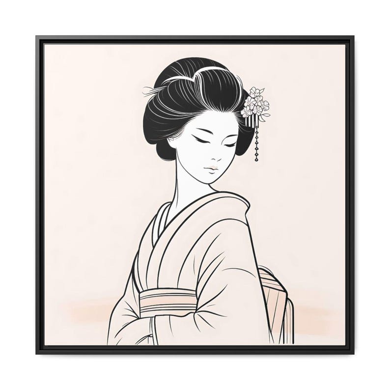 Japanese Geisha Line Art Print | Elegant Geisha Portrait | Beautiful ...