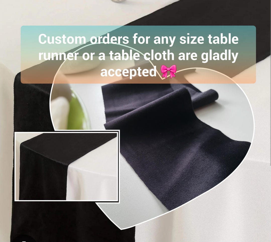 Velvet Table Runner. Black Luxury Extra Long Table Runner, Narrow ...