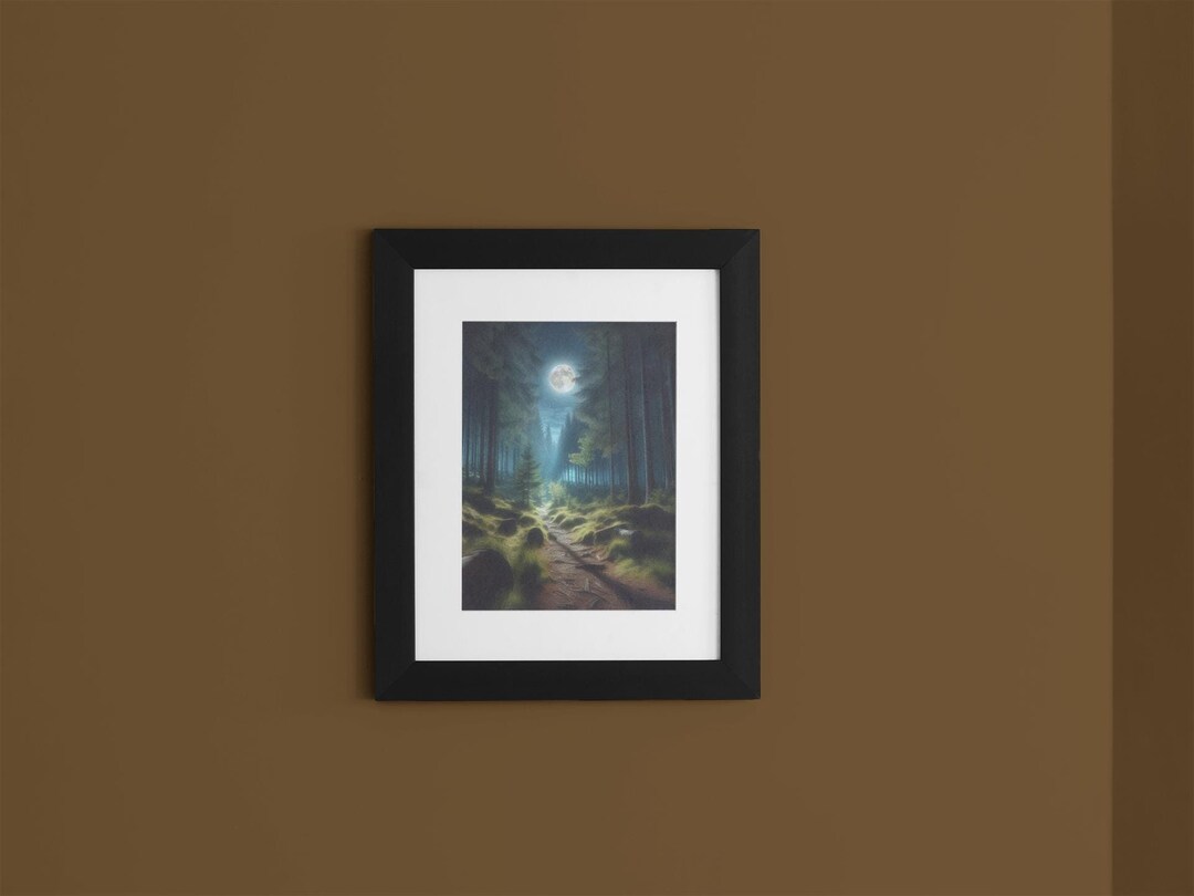 Enchanted Moonlit Forest Path Wall Art - Etsy