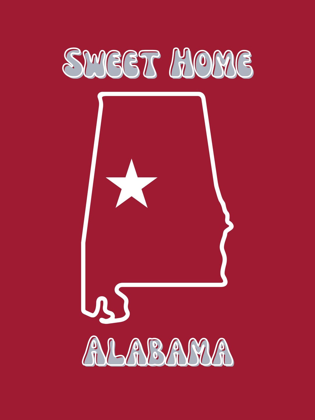 Sweet Home Alabama Crimson Map Poster - Etsy
