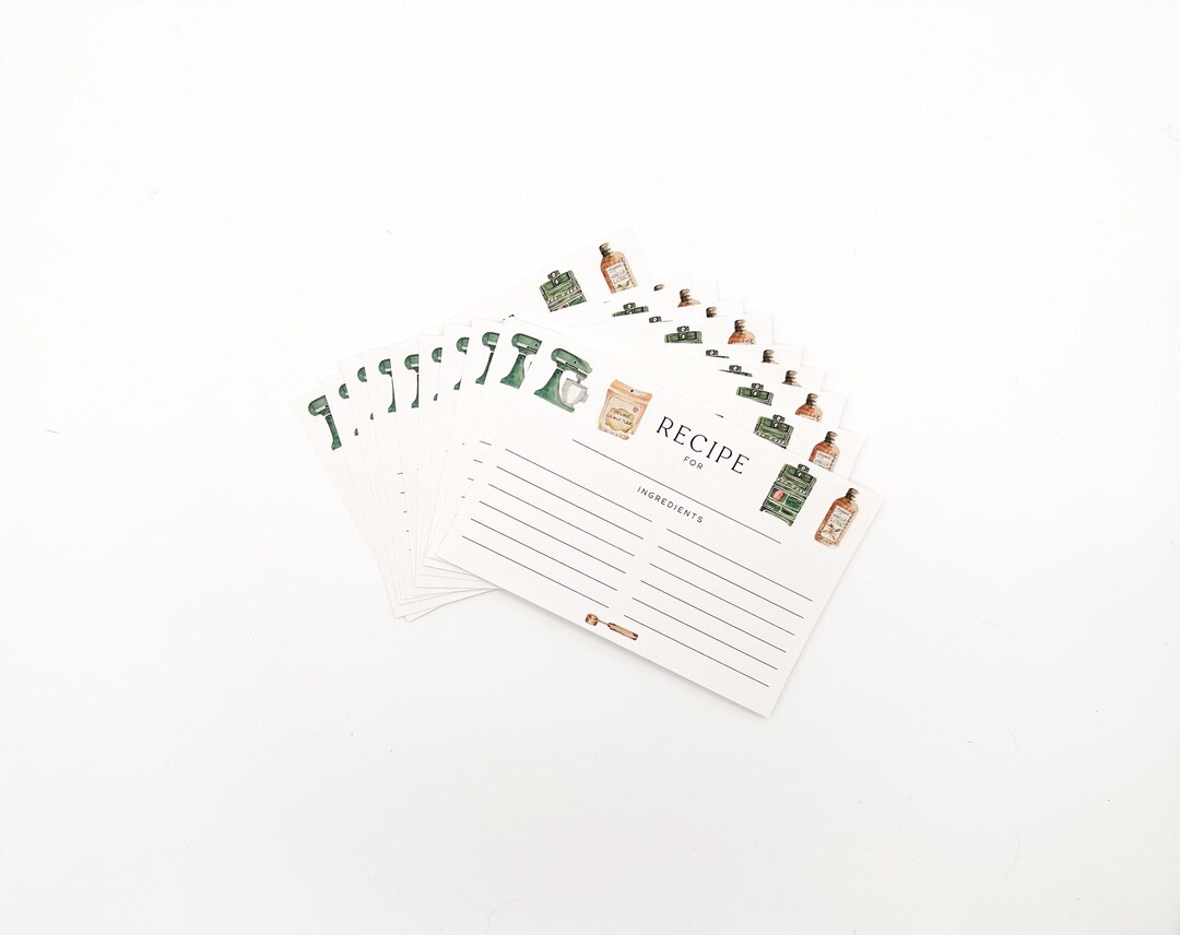 Set of 10 Baking Themed Recipe Cards - Etsy