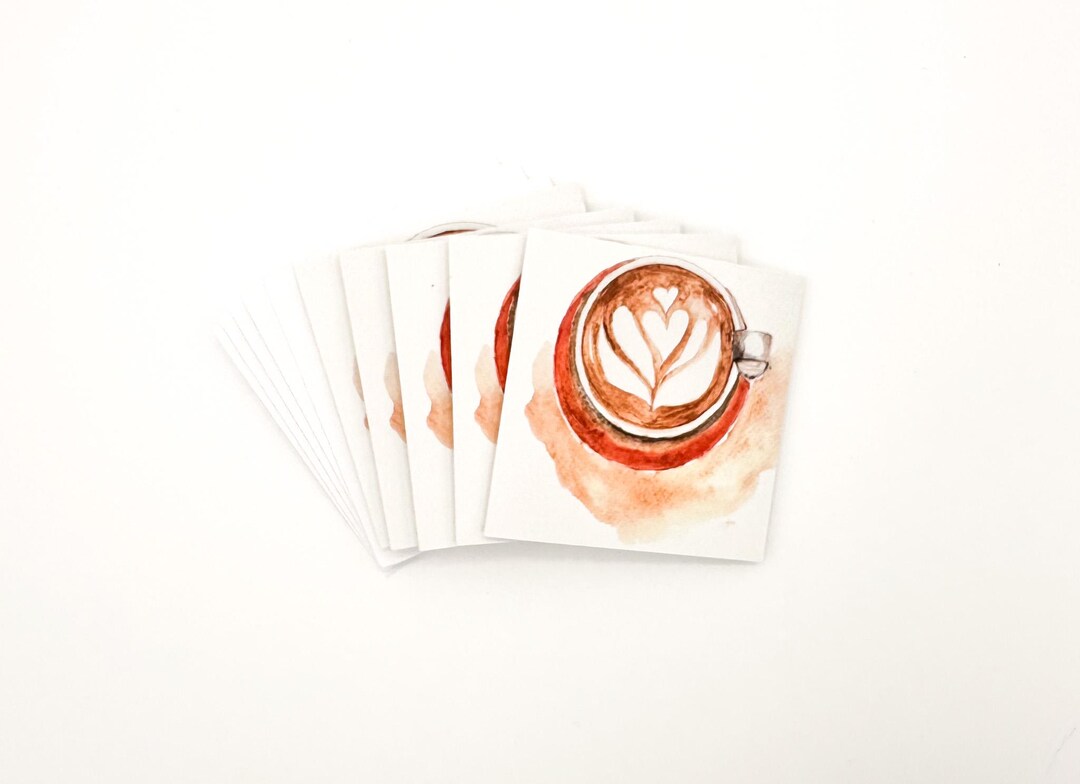 Set of 5 Mini 3x3 Coffee Latte Cards - Etsy