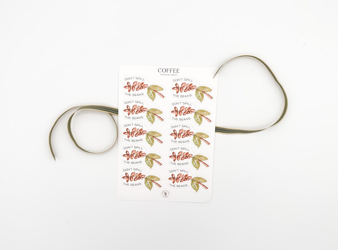 Don't Spill the Beans Coffee Sticker Sheet, 10 Stickers - Etsy
