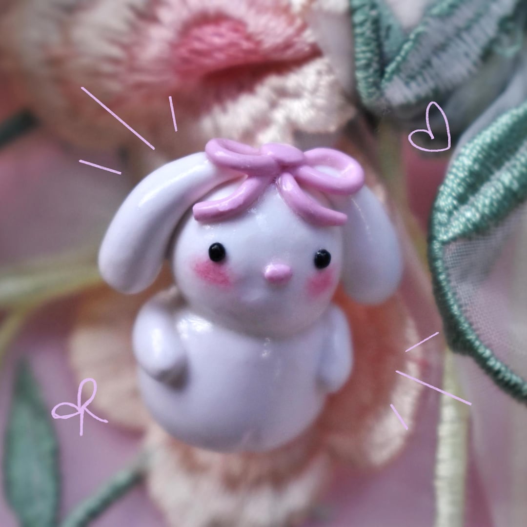 Beatrice the Bunny Desk Friend Handmade Polymer Clay Figure - Etsy