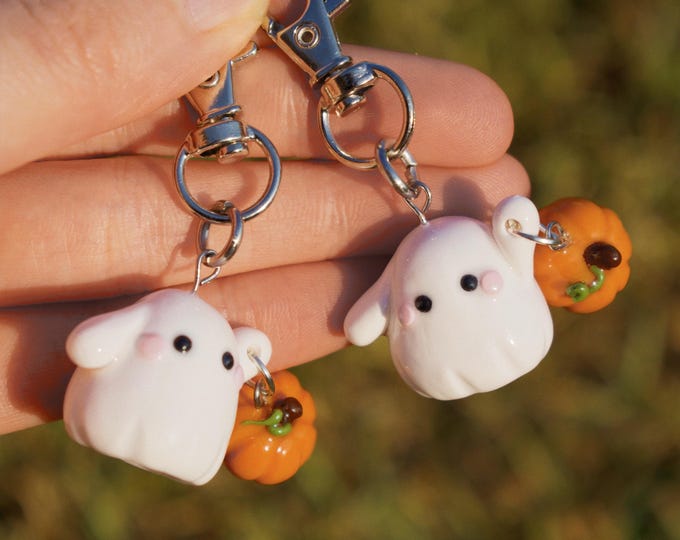 Dangle Trick or Treating Ghost Keychain || LIMITED Handmade Polymer ...