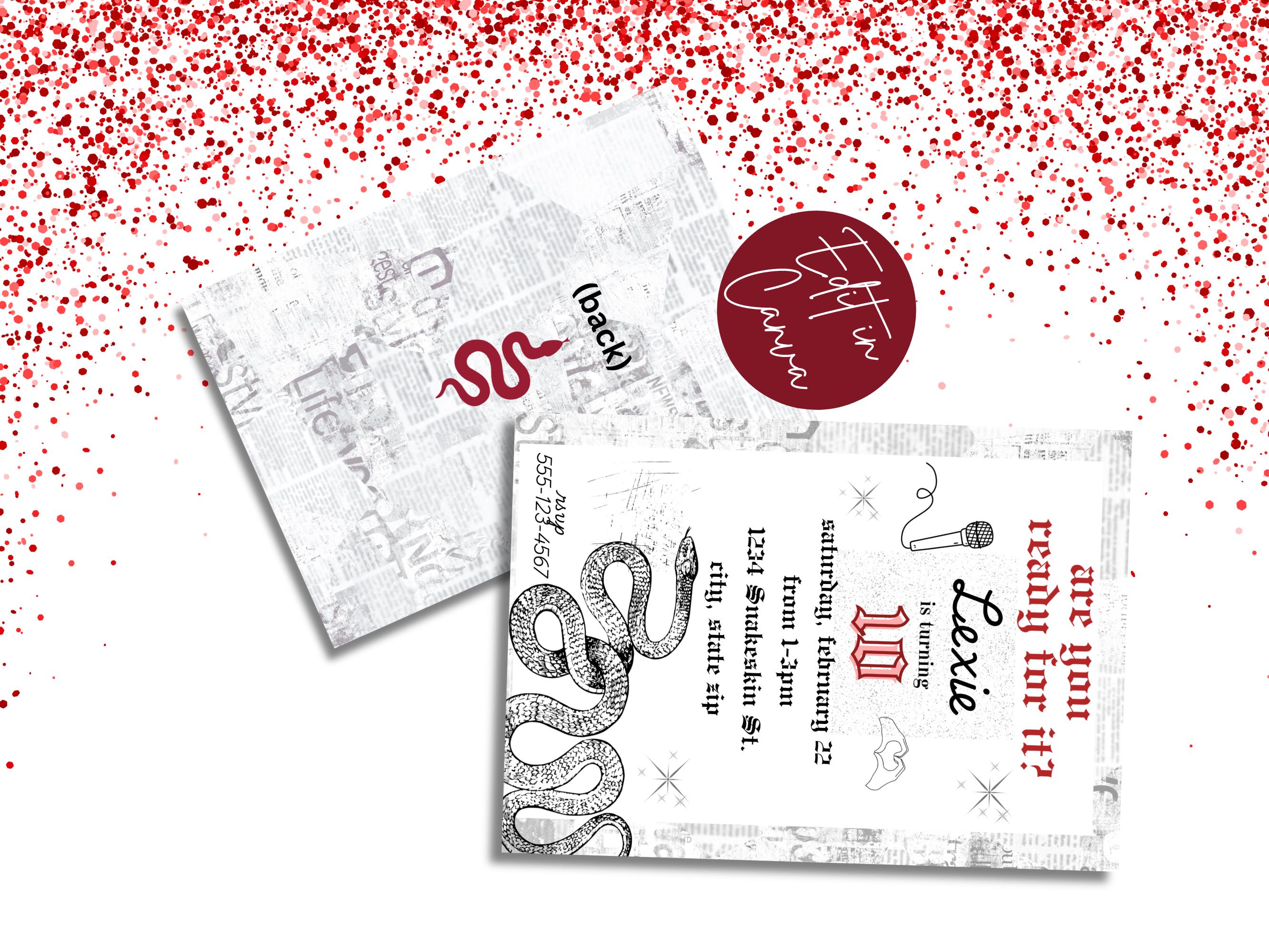 Editable Taylor Swift Reputation Birthday Party Invitation - Etsy