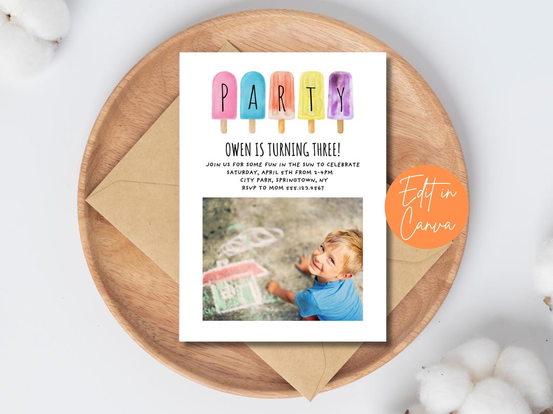 Editable Popsicle Gender Neutral Birthday Party Invitation - Etsy