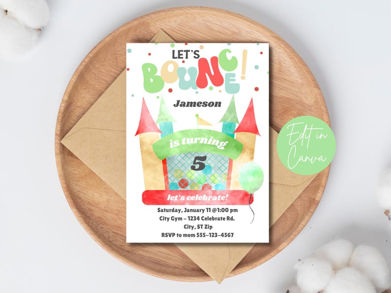 Editable Children's Bounce House Birthday Party Invitation - Etsy