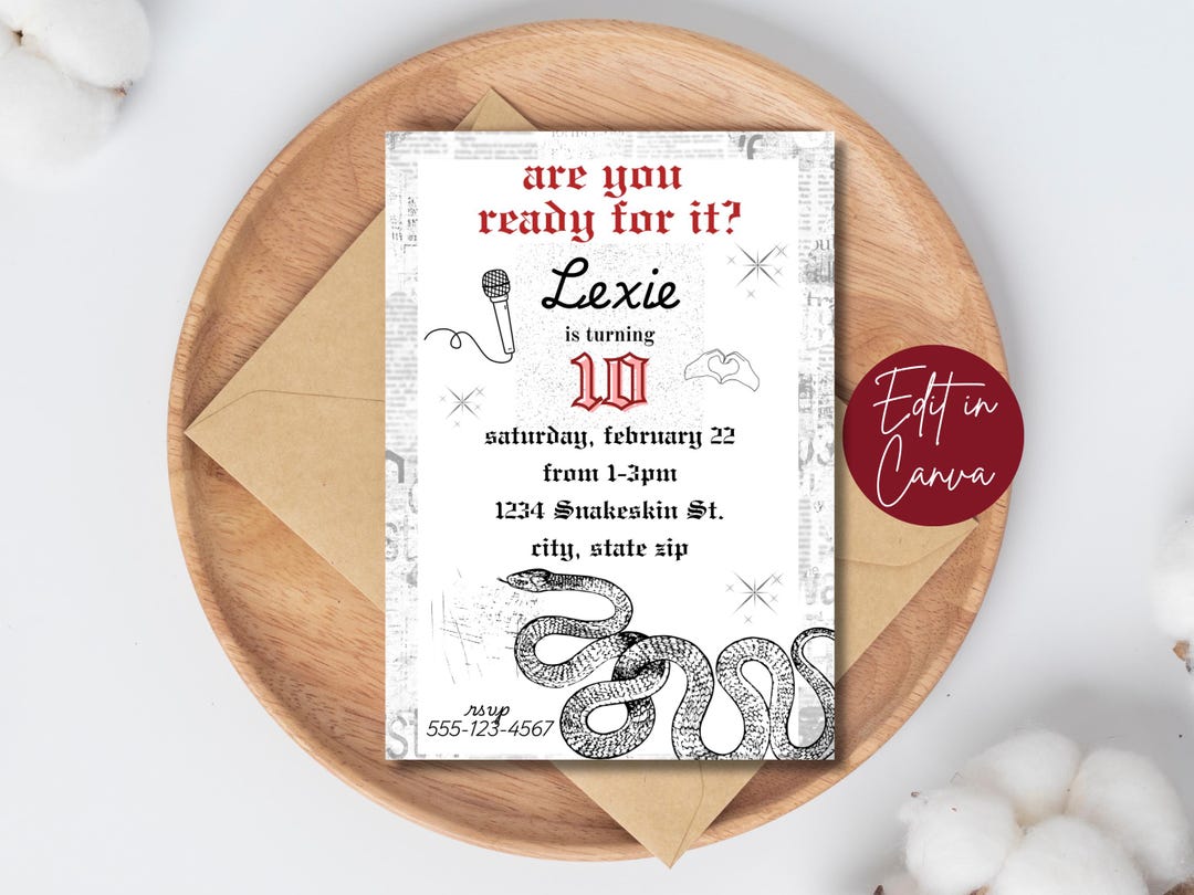 Editable Taylor Swift Reputation Birthday Party Invitation - Etsy