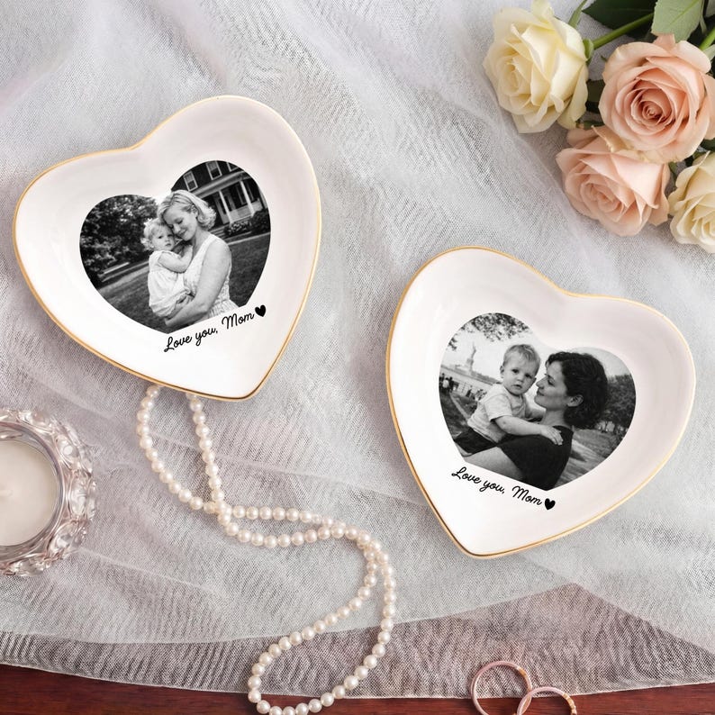 Personalized Mom Photo Jewelry Dish: Ceramic Trinket Tray Gift for Mom ...