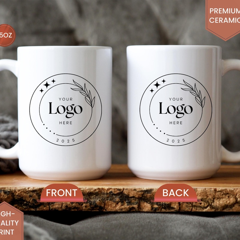 Custom Logo Rustic Mugs - Etsy