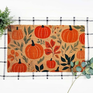 Pumpkin Fall Doormat , Cute Autumn Welcome Mat , Front Porch Decor ...