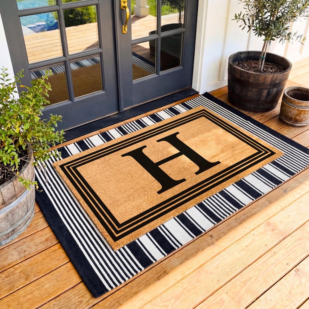 Personalized Monogram Doormat Housewarming Gift, Custom Initial Door ...