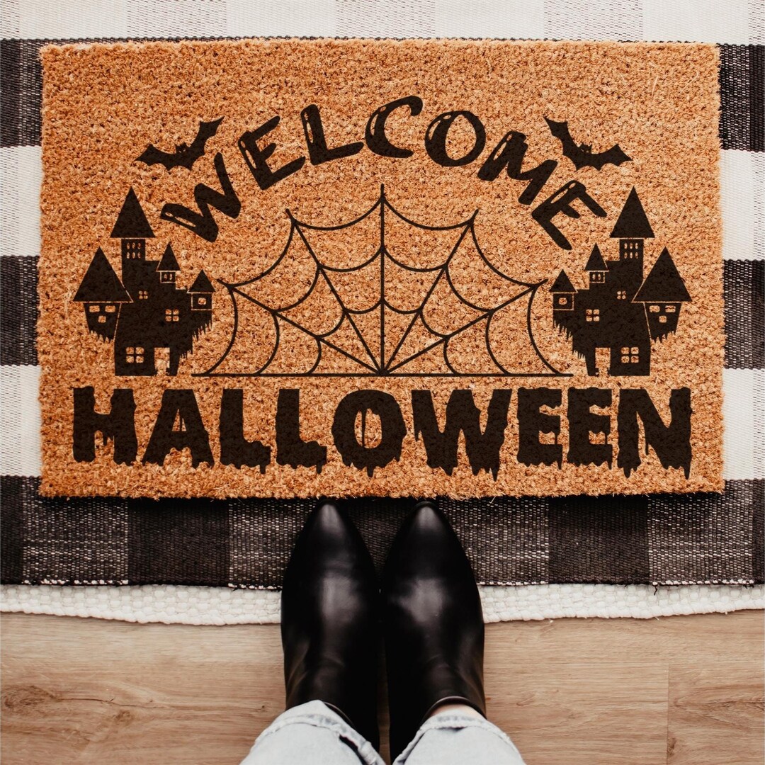 Spooky Halloween Doormat: Haunted House Porch Decor - Etsy