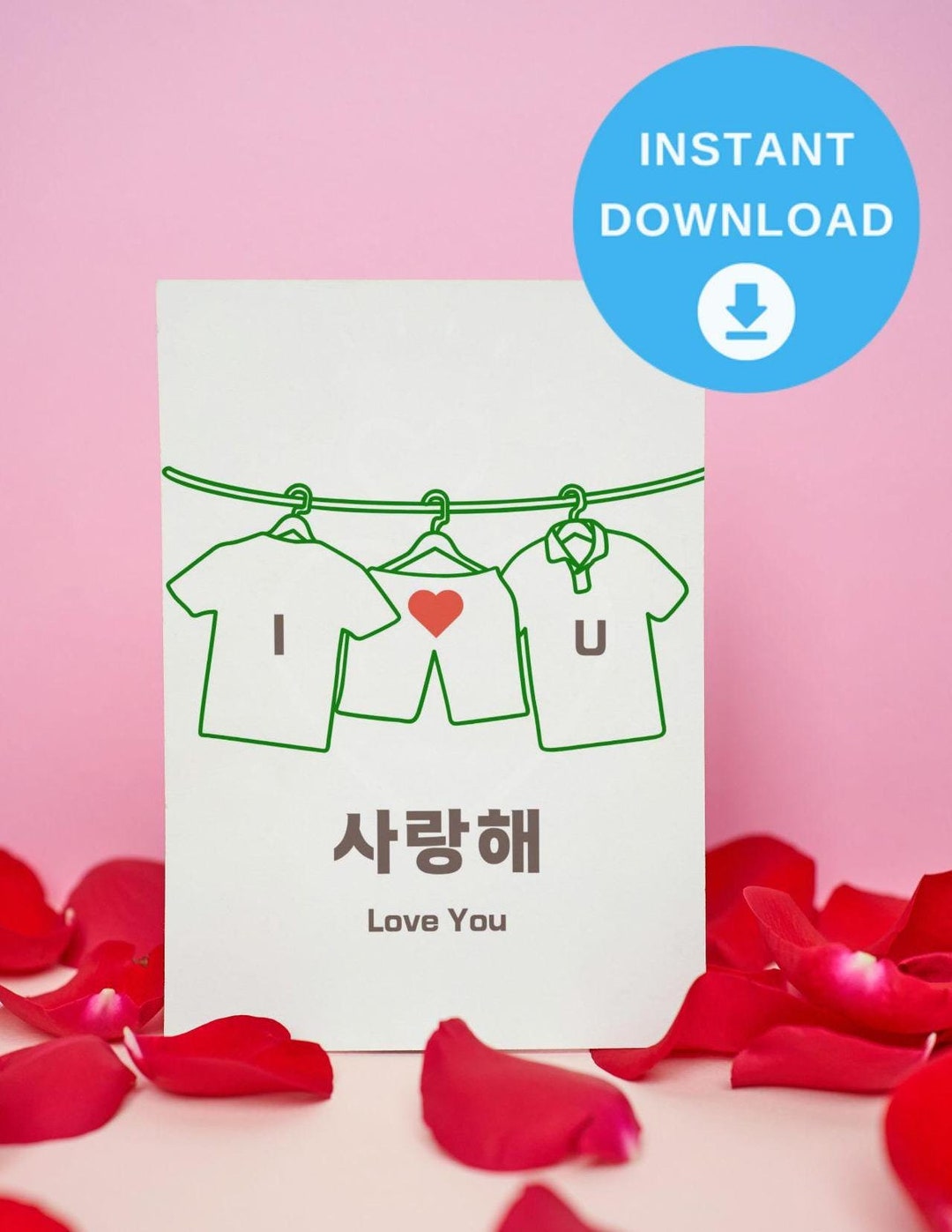 Korean Love Card, I Love You Korean Card, Saranghae Card, Korean Funny Card, Wife or Husband ...