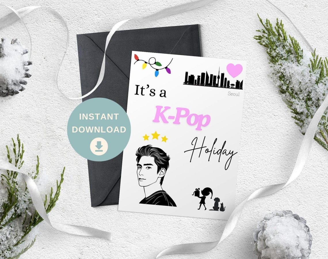 K Pop Christmas Card, Kpop Seonbae Christmas Card, Korean Pop, Korean ...