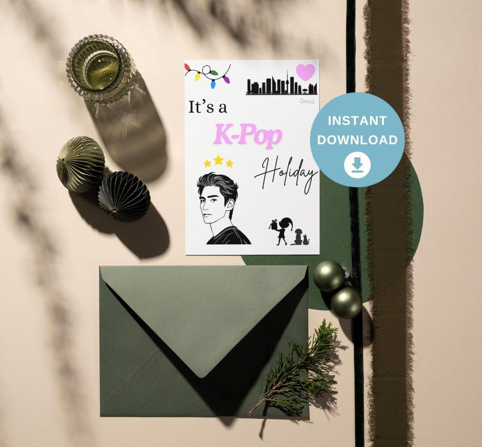 K Pop Christmas Card, Kpop Seonbae Christmas Card, Korean Pop, Korean ...