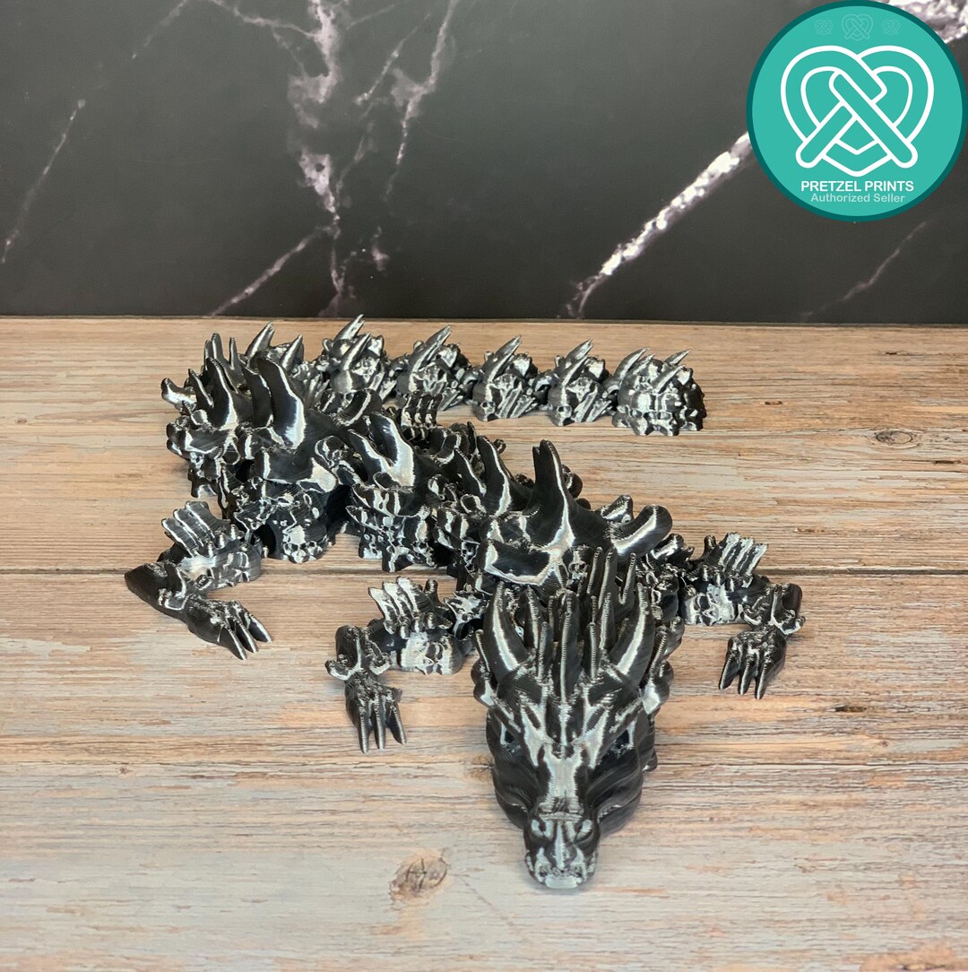 Doomsday Dragon: Silver/black PLA 3D Print - Etsy