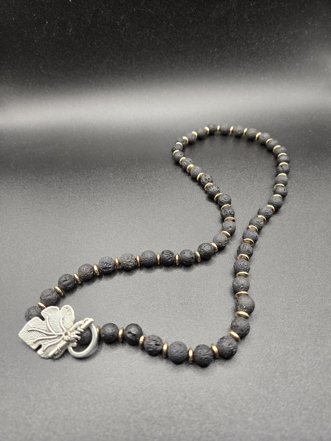 Volcano Lava Rock Beaded Necklace/black Lava/homemade Jewelry/ Homemade ...