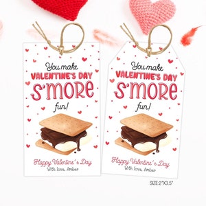 Valentine S'mores Tags, Editable S’more Valentine Thank You Tag ...